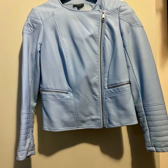 Jackets & Coats | Baby Blue Leather Jacket | Poshmark